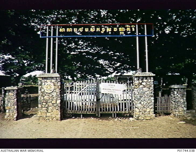Cambodia, 1993-05-25. The entrance gates to one of the polling stations ...