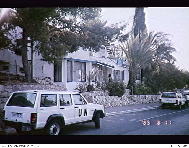 A United Nations vehicle parked in front of Headquarters of Observer ...