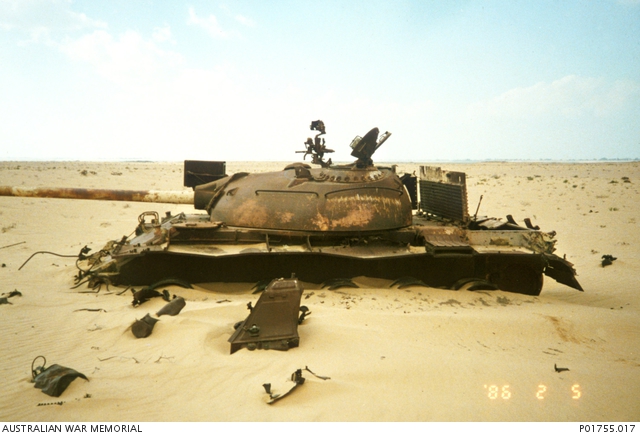 A Soviet built Egyptian T54 tank, damaged during one of the many wars ...