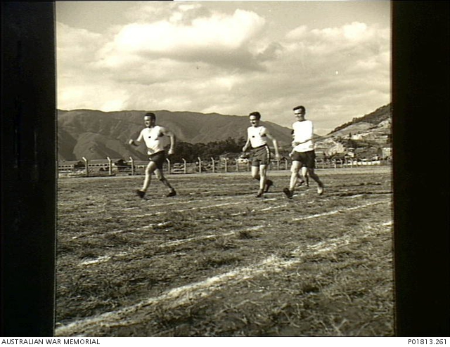 Hiro, Honshu, Japan, c. 1948-12-26. Dressed in sporting attire, members ...