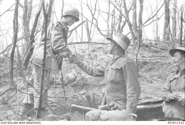 Captain (Capt) Reg Saunders (right), commander of C Company, 3rd ...