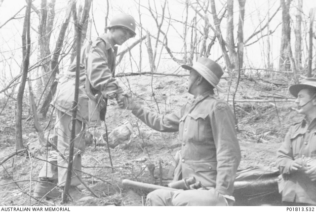 Captain (Capt) Reg Saunders (right), commander of C Company, 3rd ...