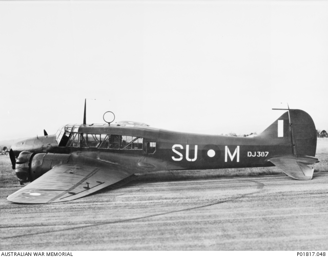 Australia, 1945-06-07. RAAF Avro 652 Anson DJ387 which has slewed off ...