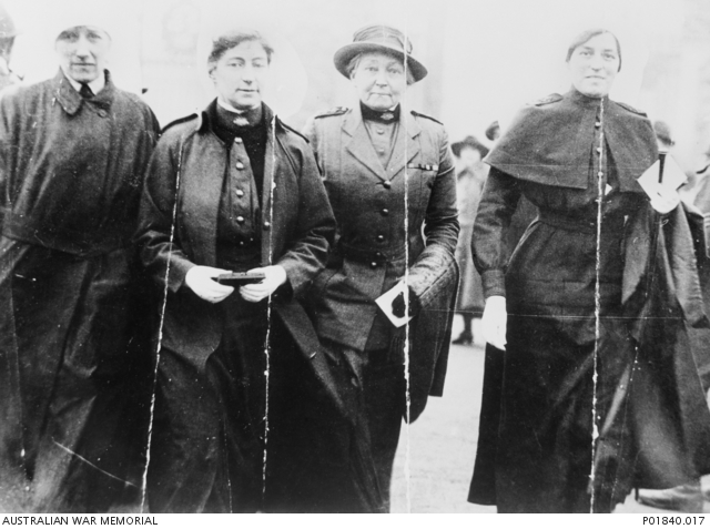 Sister Mary Ann (Bessie) Pocock ARRC (third from left) outside ...