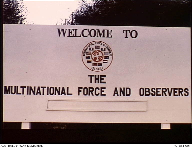 El Gorah, Sinai, Egypt. c.1985. A sign welcoming visitors to the ...
