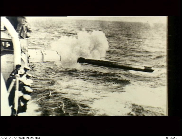 At sea, northern Australia, c. 1935-10. A torpedo being fired from one ...
