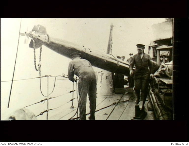 At sea, northern Australia, c. 1935-10. A torpedo which has just been ...