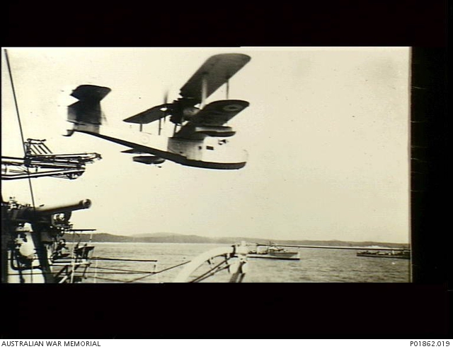 Hervey Bay, QLD, 1936-08. Supermarine Walrus amphibian aircraft A2-5 of ...