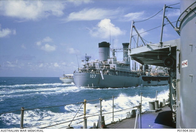 At sea off Vietnam. Oil transfer from USS Passumpsic (AO-107, later T ...