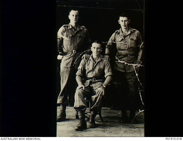 c. October 1945. Group portrait of three "A" Force members of the War ...