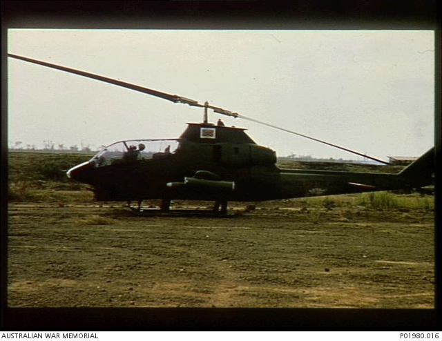 A Bell AH-1G Hueycobra helicopter. This aircraft is operating from ...