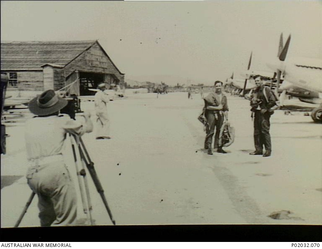 Bofu, Japan. c.1947. Informal group portrait of Flight Lieutenant ...