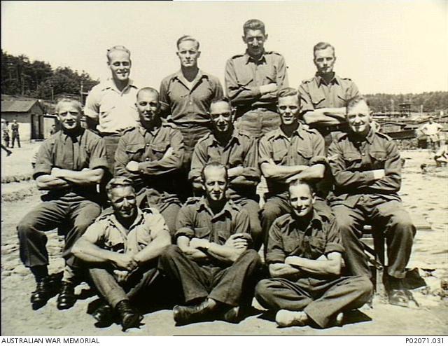 Group portrait of prisoners of war (POWs) at Stalag 383 who made up the ...
