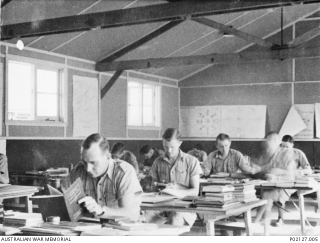 Parkes, NSW. c.1941-03. Trainees at the RAAF Astro Navigation School ...