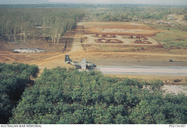 View looking south of Luscombe Field, the airstrip at Nui Dat built by ...