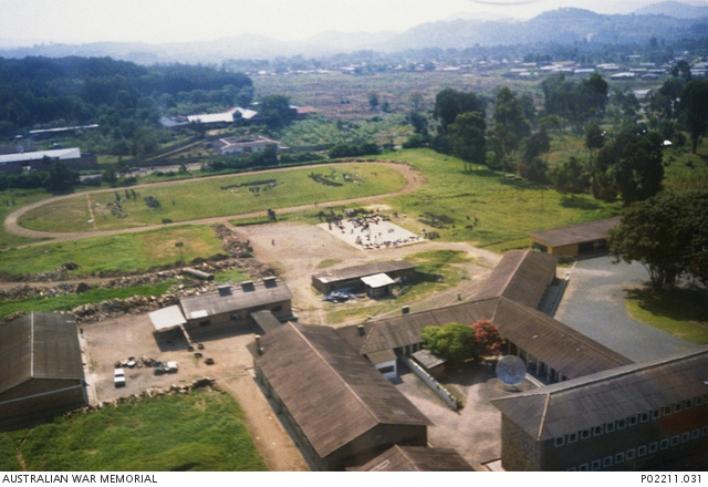 Rwanda. 1995-06. Aerial view of a Rwanda Patriotic Army (RPA) base ...
