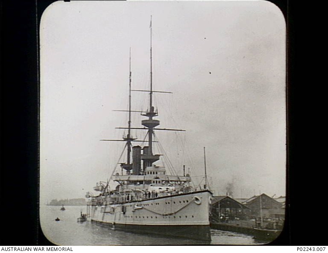 c. 1900. Starboard bow view of the Majestic class battleship HMS Mars ...