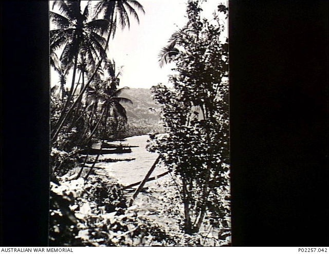 Keravia Bay, Rabaul, New Britain, 1945-10. Several wrecked Japanese ...