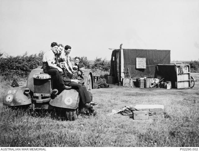 Waddington Airfield, UK. 1943-11 to 1945-07. Ground maintenance crew of ...