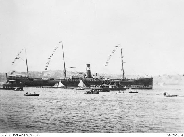 The steamship SS Warrigal carrying A Battery, Royal Australian ...