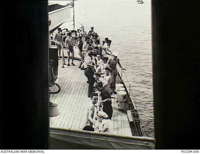Torres Strait. 1947-08. Bathurst class corvette HMAS Warrnambool of the ...