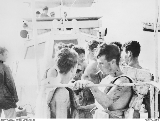 Torres Strait. 1947-09-13. The last load of survivors from HMAS ...