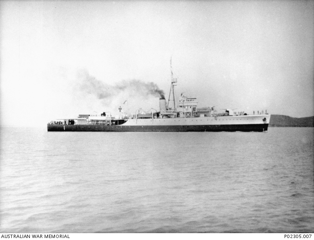 Yampi Sound, WA. 1945. Starboard broadside view of the hydrographic ...