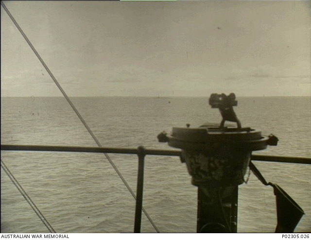 At sea off Wyborn Reef, Timor Sea, 1944. One of the two gyro repeater ...