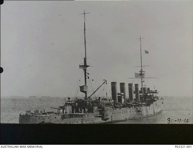 Royal Navy cruiser HMS Hampshire with some rescued crew members from ...