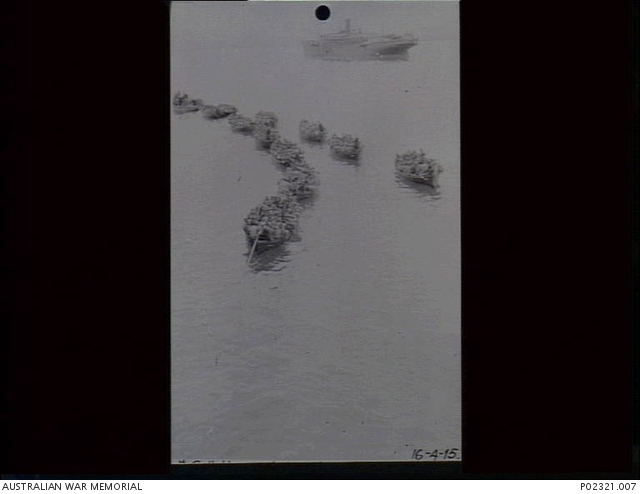 Mudros harbour, Lemnos Island, Greece. 1915-04-16. Crowded aboard ...