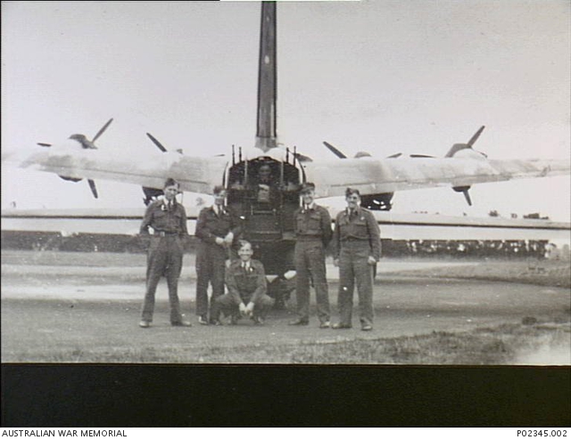 Keevil, England. 1944-09. Informal portrait of an aircrew of No. 196 ...