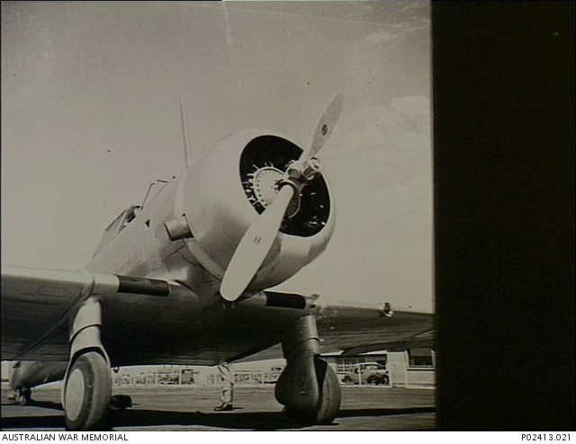 Australia. c. 1938. Front view of a North American NA-16 trainer ...