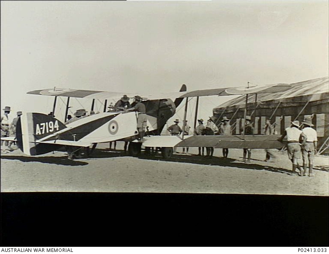 Probably Palestine. 1917. Starboard view of an AFC Bristol F.2B.I ...