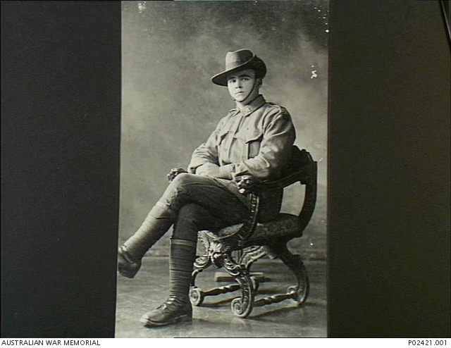 c. 1918. Studio portrait of 2169 Sergeant (Sgt) Gilbert Walters MM. Sgt ...