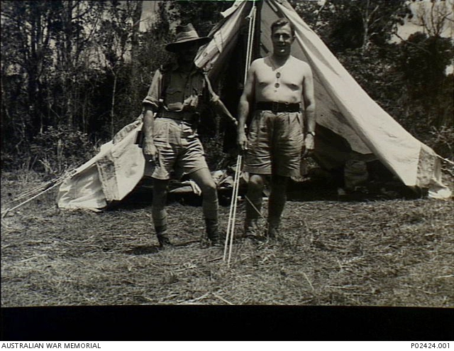 Informal outdoors portrait of NX70195 Captain Alan Victor Day (left), a ...