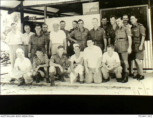 Minden Barracks, Penang, Malaya. 1955-12-25. Group portrait of members ...
