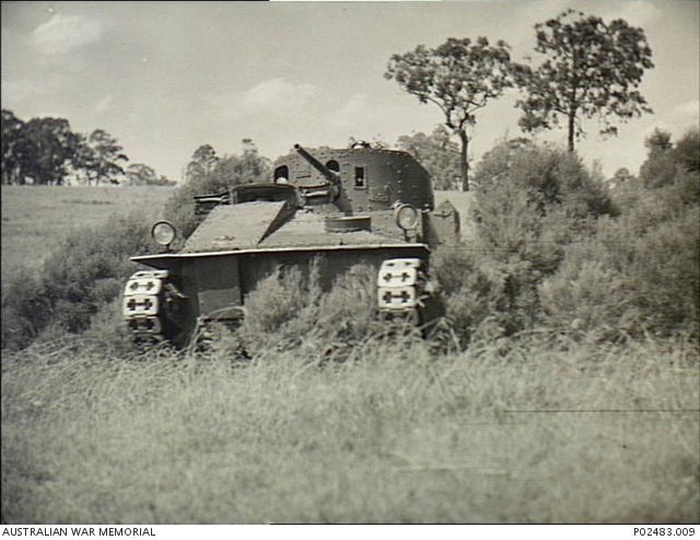 Liverpool, NSW. 7-12 March 1938. Front view of a Vickers Mark 2 Medium ...