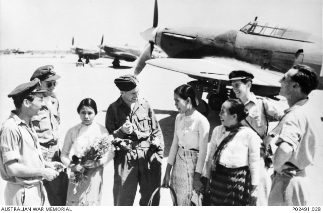 Central Burma. c. 1945. Informal group portrait of an RAF Hawker ...