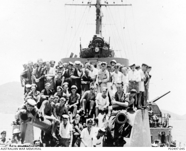 1942. Members of the ship's comapany of HMAS Canberra on one of the ...