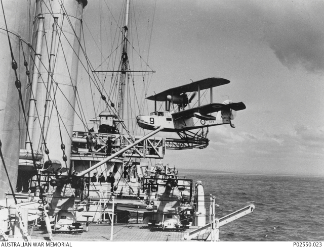 A RAAF Supermarine Seagull V amphibian aircraft prepared for take-off ...