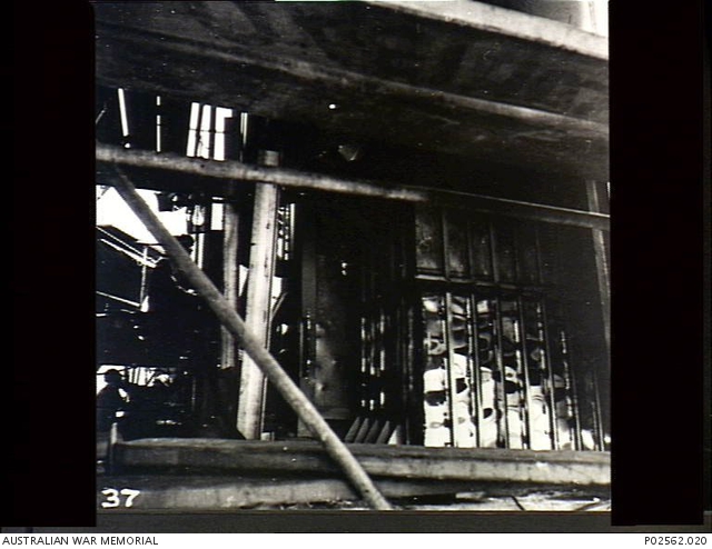 Subic Bay, Philippines. Aft funnel uptakes of the Guided Missile ...