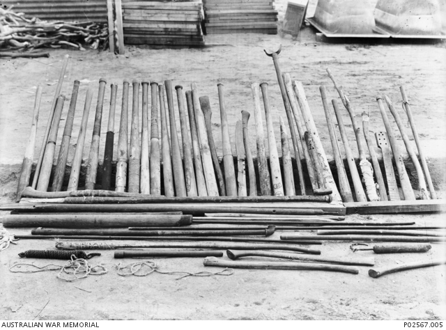 Baseball bats and poles used as improvised weapons found in and around ...