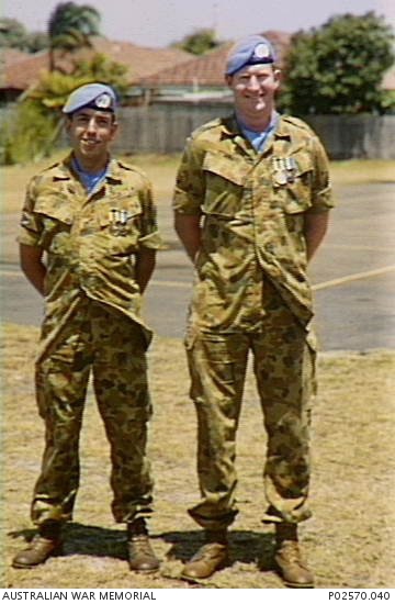 Signaller Darren Jakobi (left) and Corporal Colin Starnard after being ...