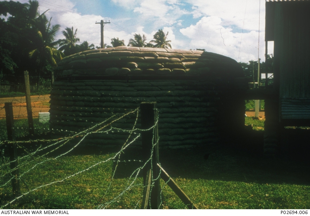 A sand-bagged protected bunker at the Royal Thai Air Force (RTAF) base ...