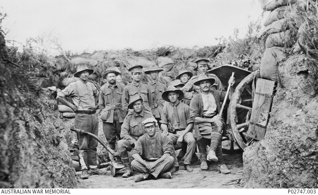 Gallipoli. 1915. An informal group of a gun crew of one of the nine ...