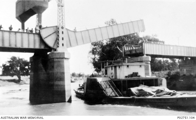 NSW. c. 1908. The lift bridge over the darling River at Menindie, NSW ...