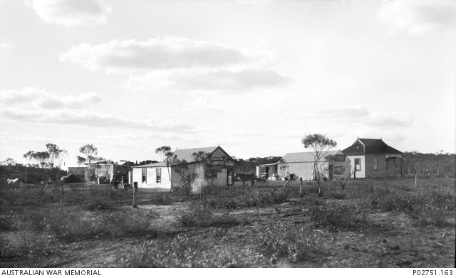 The early settlement of Karoonda, SA. Three main buildings can be seen ...