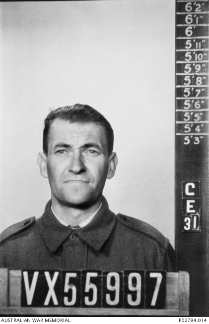 Vic. Paybook photograph, taken on enlistment of VX55997 Private Arnold ...