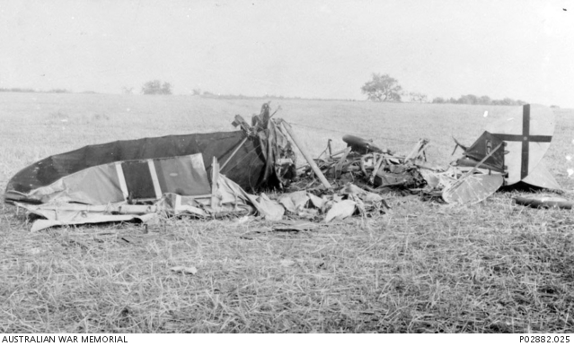 Roucy?, France. 25 July 1918. The wreckage of a German aircraft ...