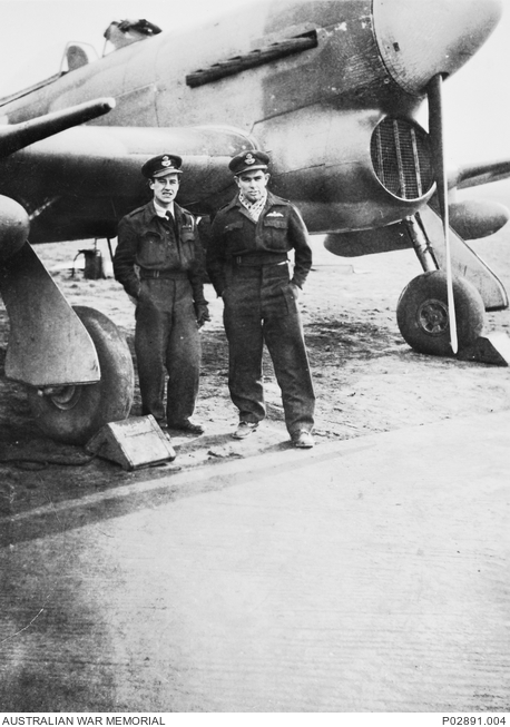 Volkel, the Netherlands. c. 1944. Two pilots of No. 174 Squadron RAF ...